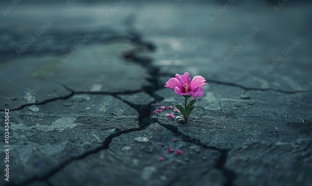 The little persistent flower that emerges from damaged urban pavement ...