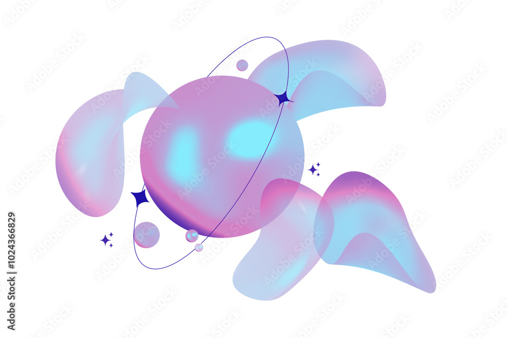 3d metal chrome liquid blobs set. Abstract colored spheres in flight ...