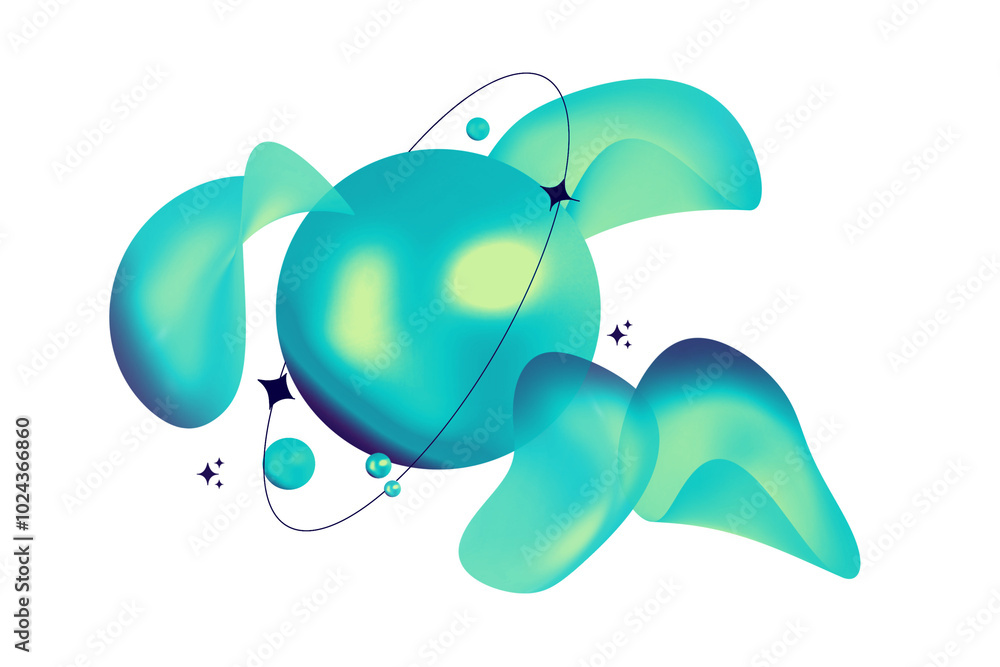 3d metal chrome liquid blobs set. Abstract colored spheres in flight ...