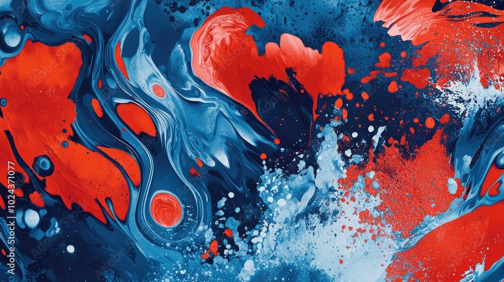 Abstract red and blue background featuring dynamic patterns and surreal ...