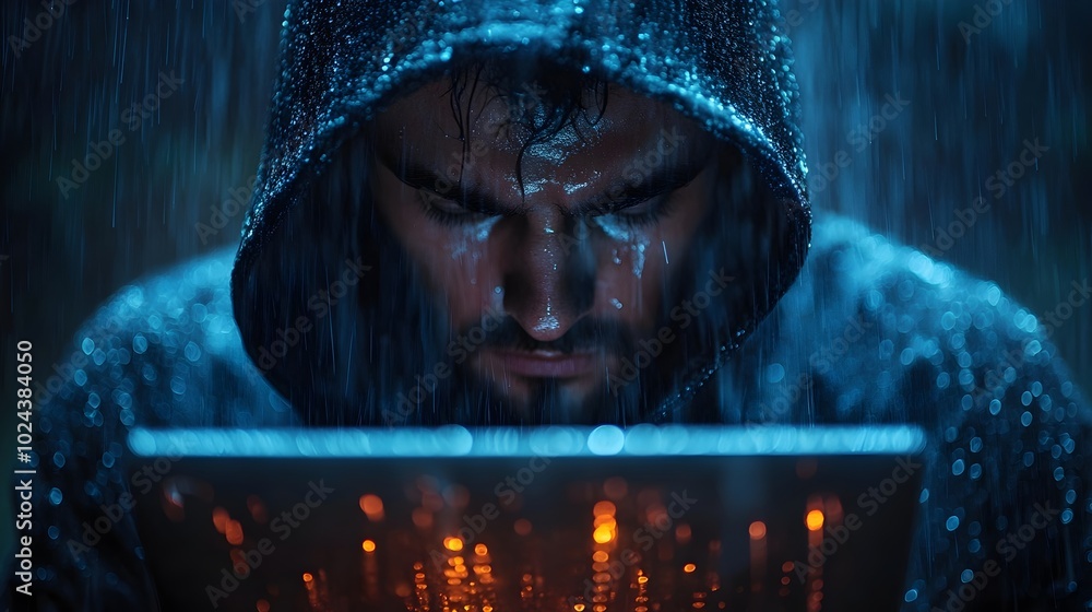 cyber security hacker at matrix rain background. cyber security, hacker ...