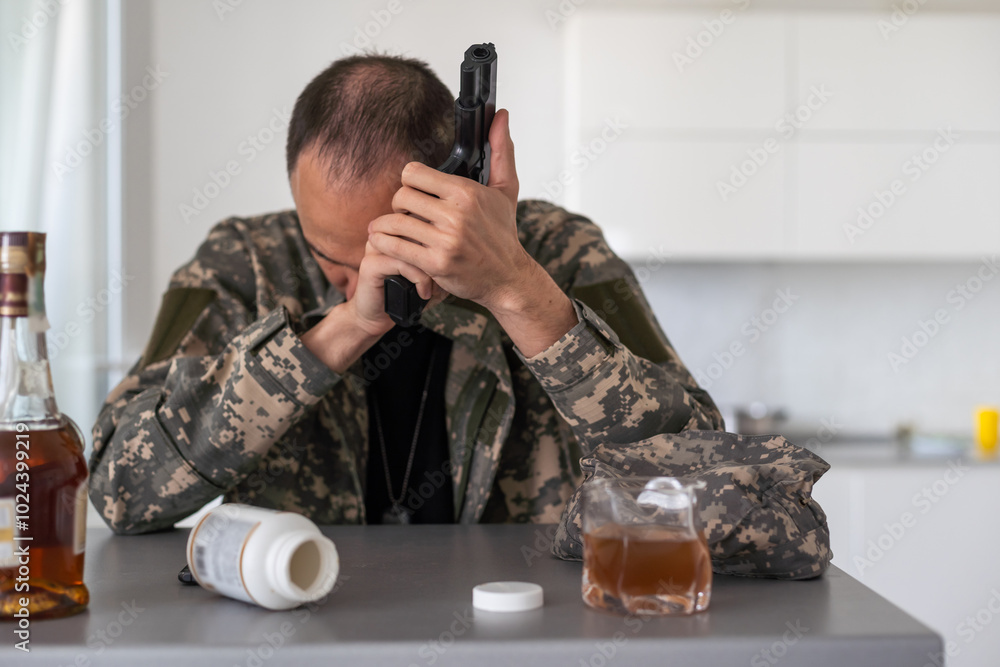 young attractive wasted and depressed addict and alcoholic man with ...