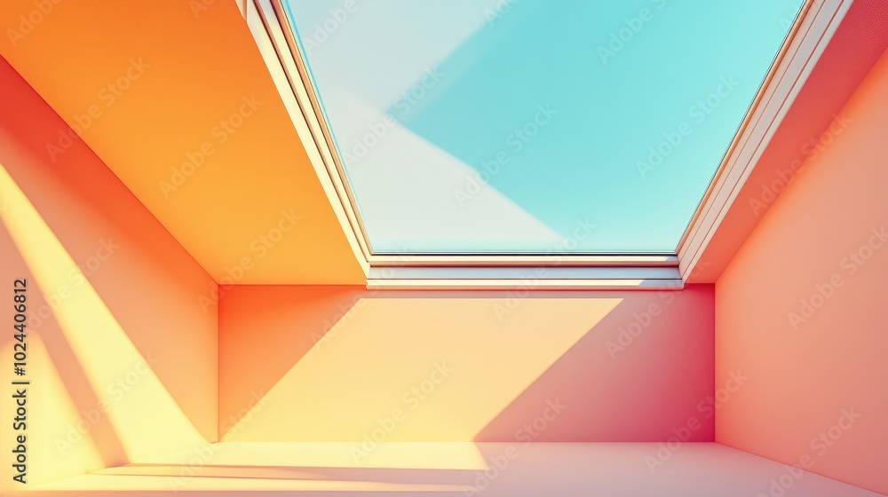 3D Illustration Of A Skylight Roof Window With A Retractable Awning ...