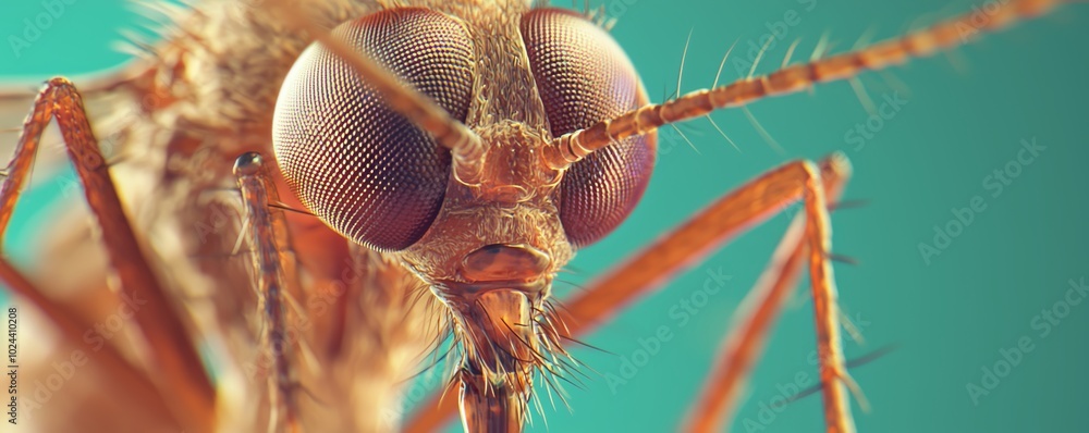 A detailed close-up of a Culicoides mosquito's eyes, emphasizing the ...