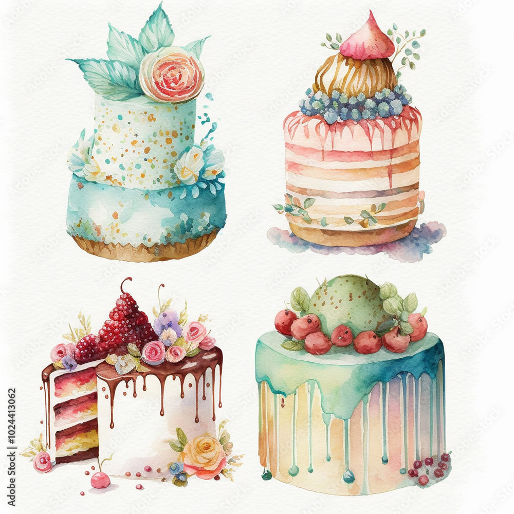 Watercolor cakes, delightful collection of confectionary cakes ...