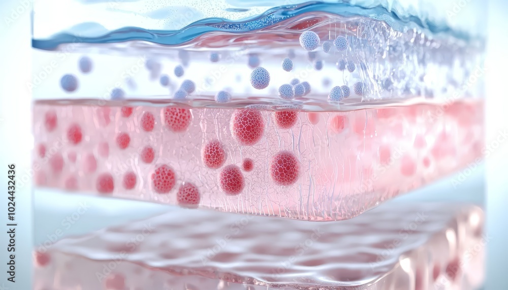 A transparent view of skin layers in 3D, with nerve endings, sweat ...