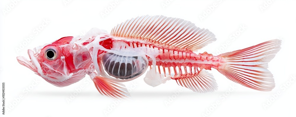 An anatomical diagram of a fish, showing the gills, fins, and internal ...