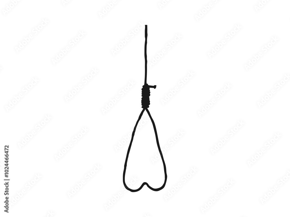 Hangman's knot symbol. Rope hanging loop. Noose black icon. sign for ...