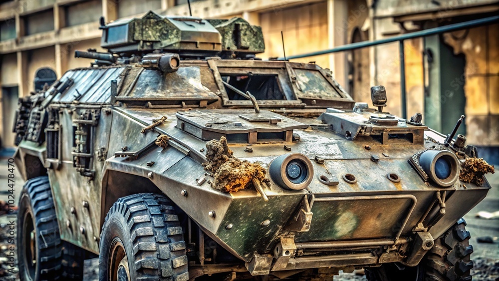 Macro damaged armored vehicle made with advanced techniques Stock ...