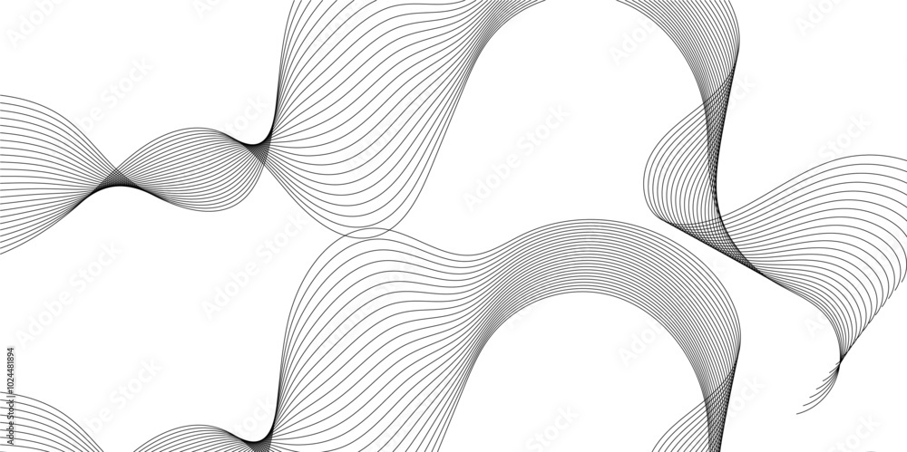 Abstract wavy grey lines stream element for design on white background ...