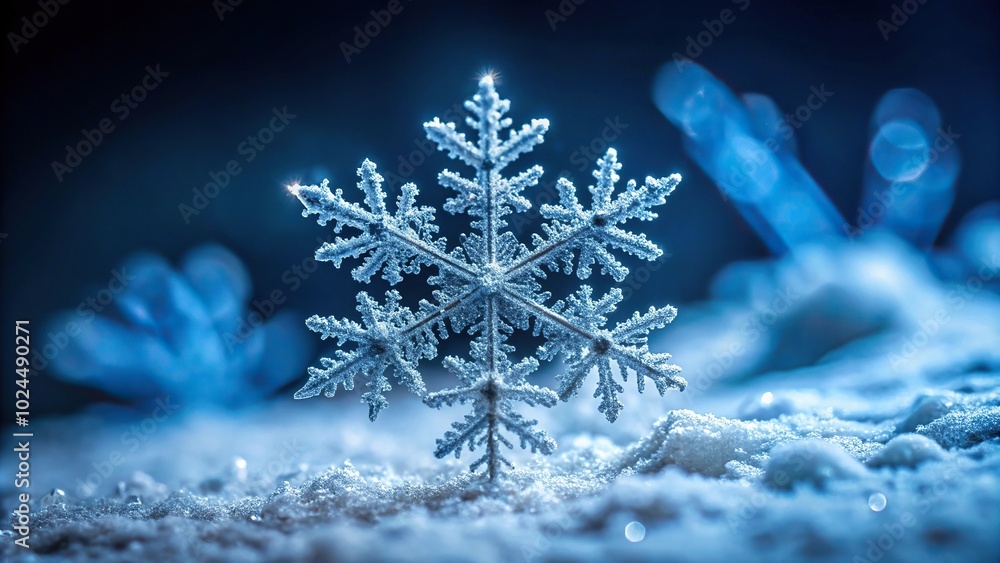 Macro photography of high detail snowflakes, ice crystals, and snow ...