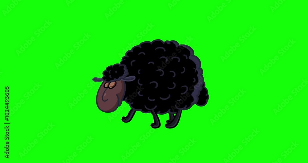 Black sheep start walk move animation green screen. Cartoon animated ...
