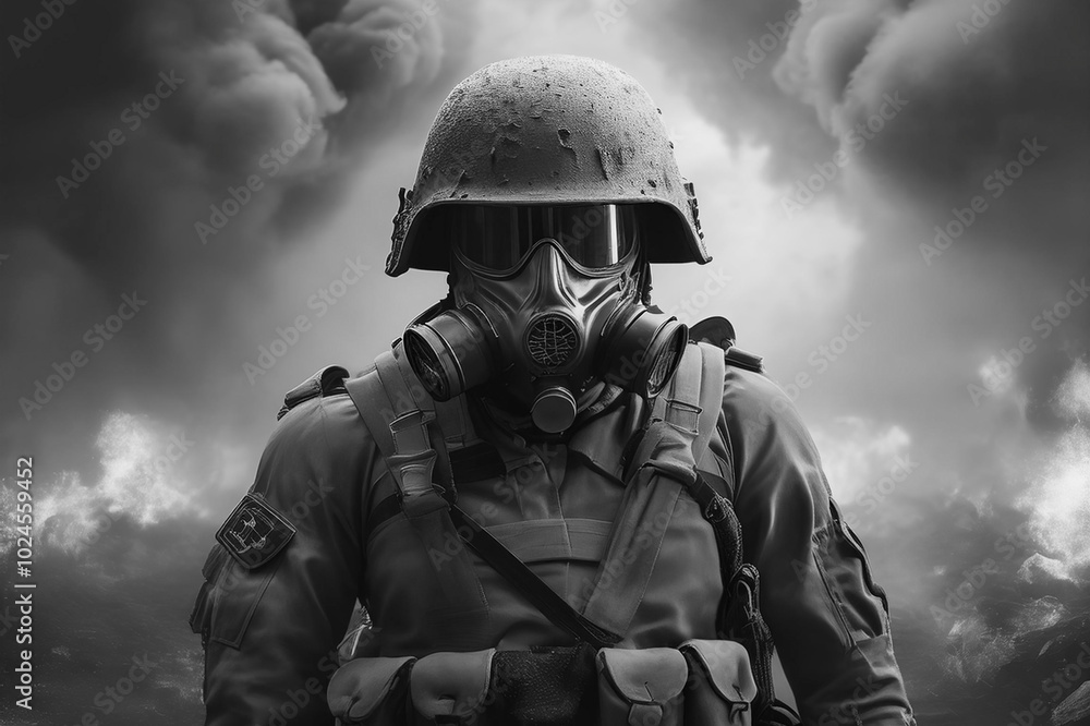 Photographs that fuse the elegance of the soldiers with the gas mask ...