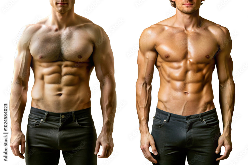 Comparison of Athletic and Muscular Male Physiques Side by Side Stock ...