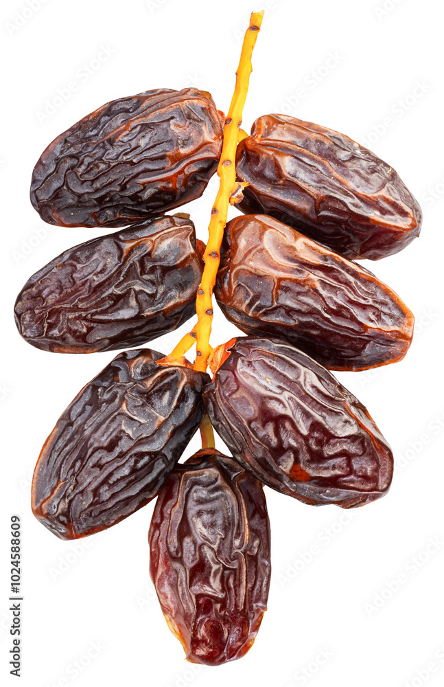 Cluster of semi-dry dates, or date palm fruits isolated on white ...