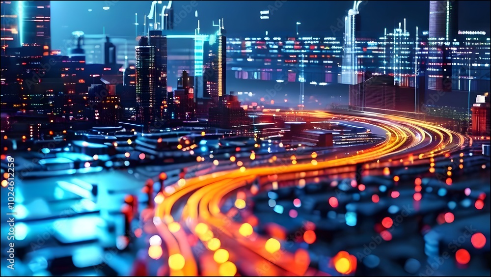 illustrate a scene where various AI technologies like machine learning ...