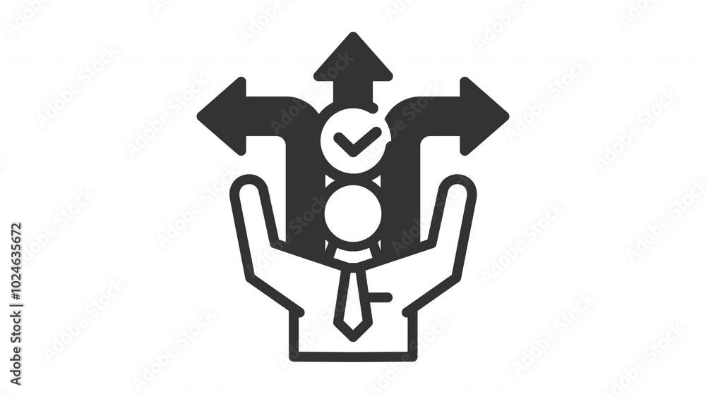 Animated decision making with person, checklist and arrows pointing up ...