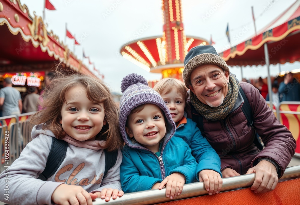 Aunts and uncles taking their nieces and nephews to the circus i Stock ...