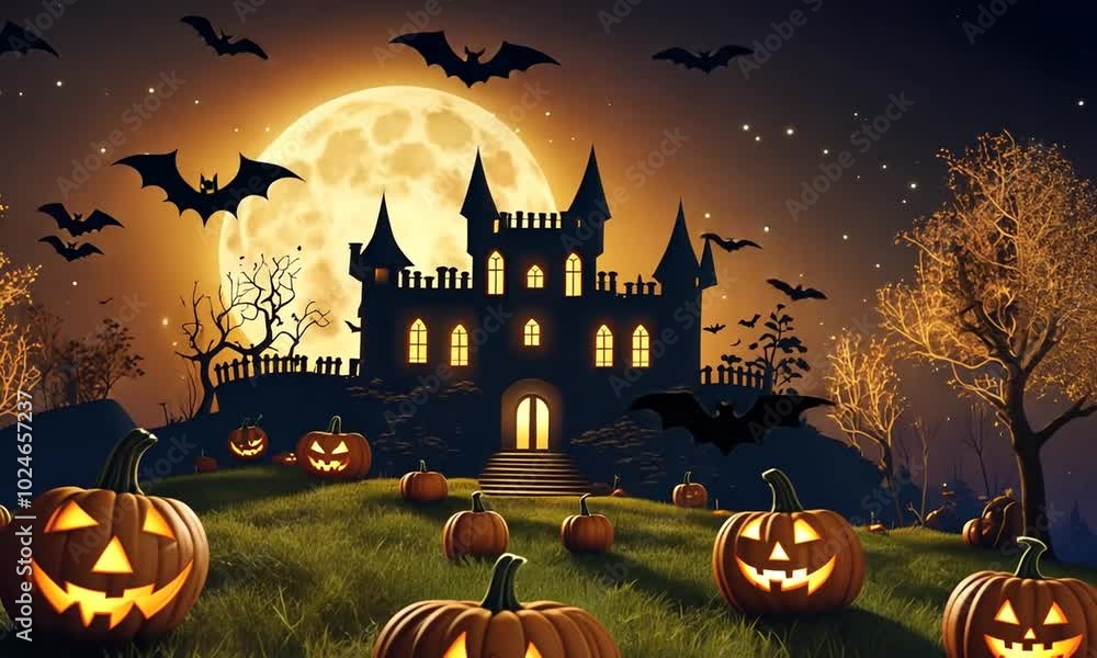 Halloween animation scary night of halloween. Looping halloween ...