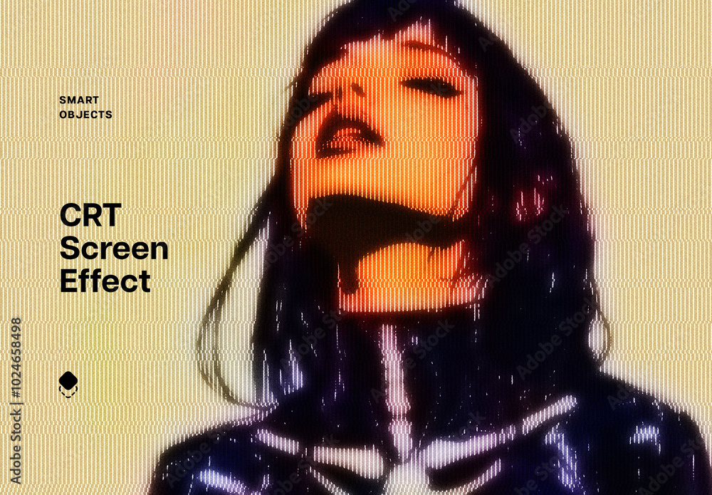 CRT Photo Effect Mockup Stock Template | Adobe Stock