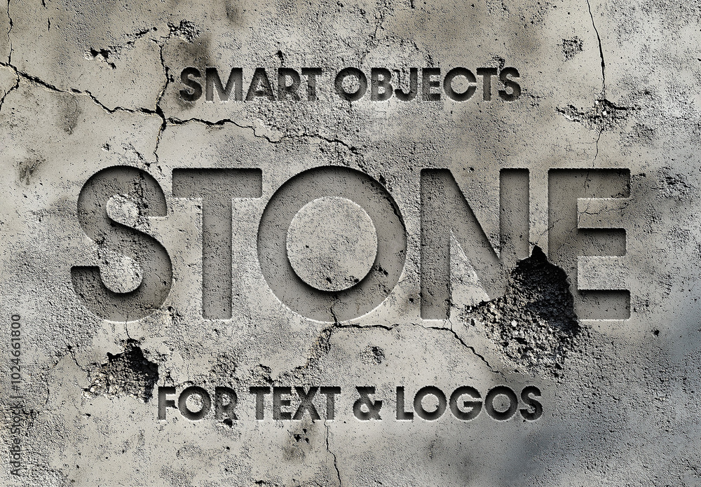 Smashed Stone Text And Logo Effect With Generative AI Stock Template ...