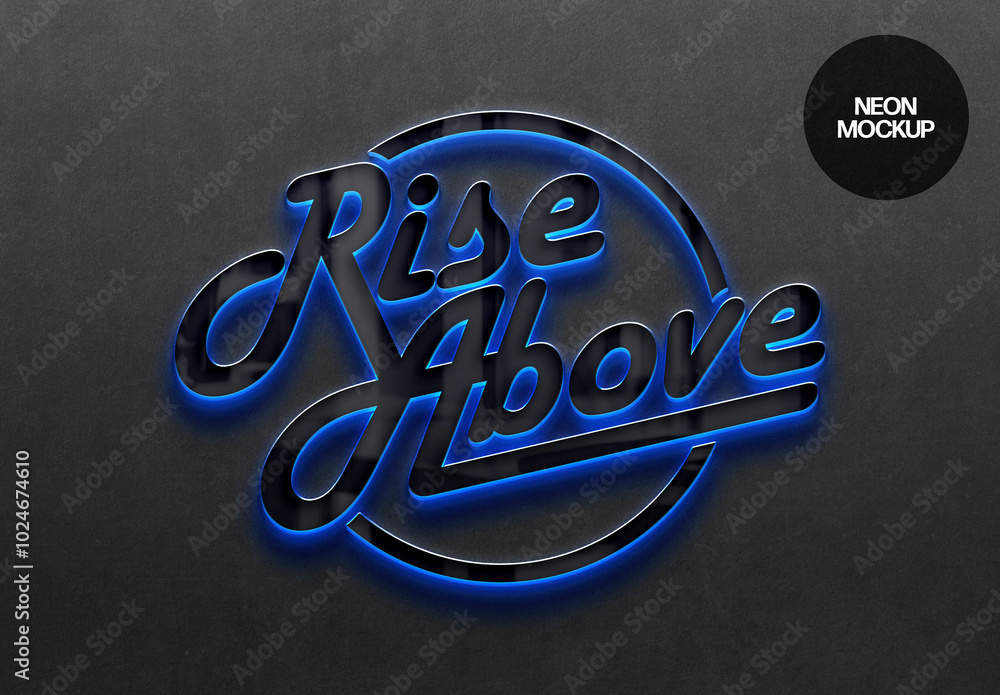 Blue Neon Sign Mockup Stock Template | Adobe Stock