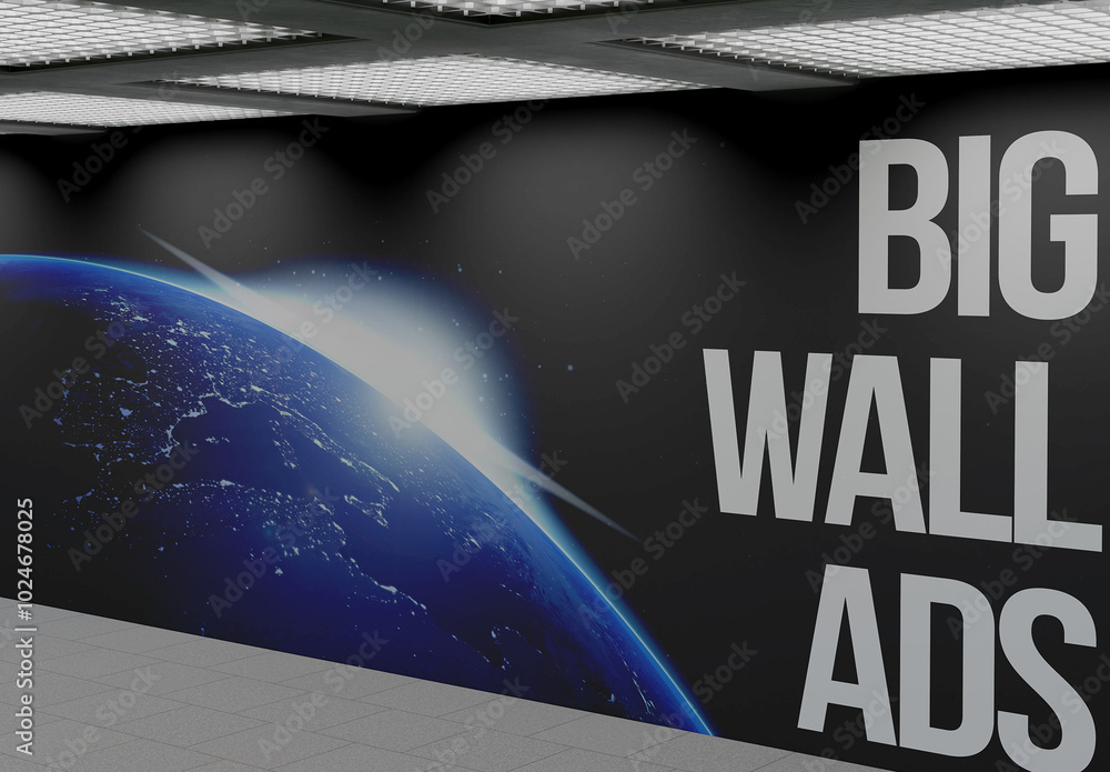 Realistic Wall Ad Mockup Stock Template | Adobe Stock