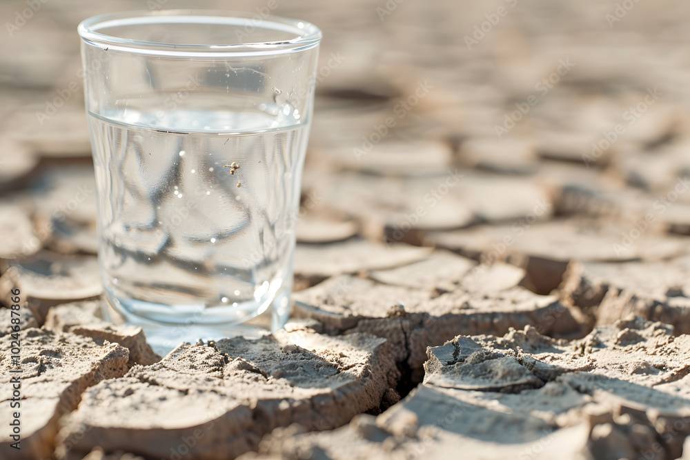 Cracked Ground with a Split Water Glass – Visual of Fragility and ...