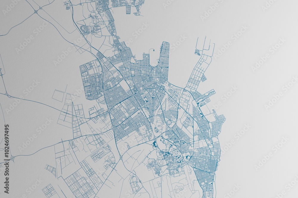 ภาพประกอบสต็อก Map of the streets of Dammam (Saudi Arabia) made with ...
