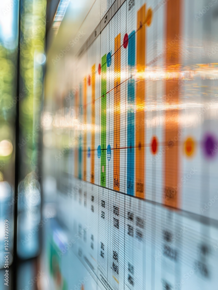 Startup Project Timeline Chart on Dashboard with Colorful Markers Stock ...