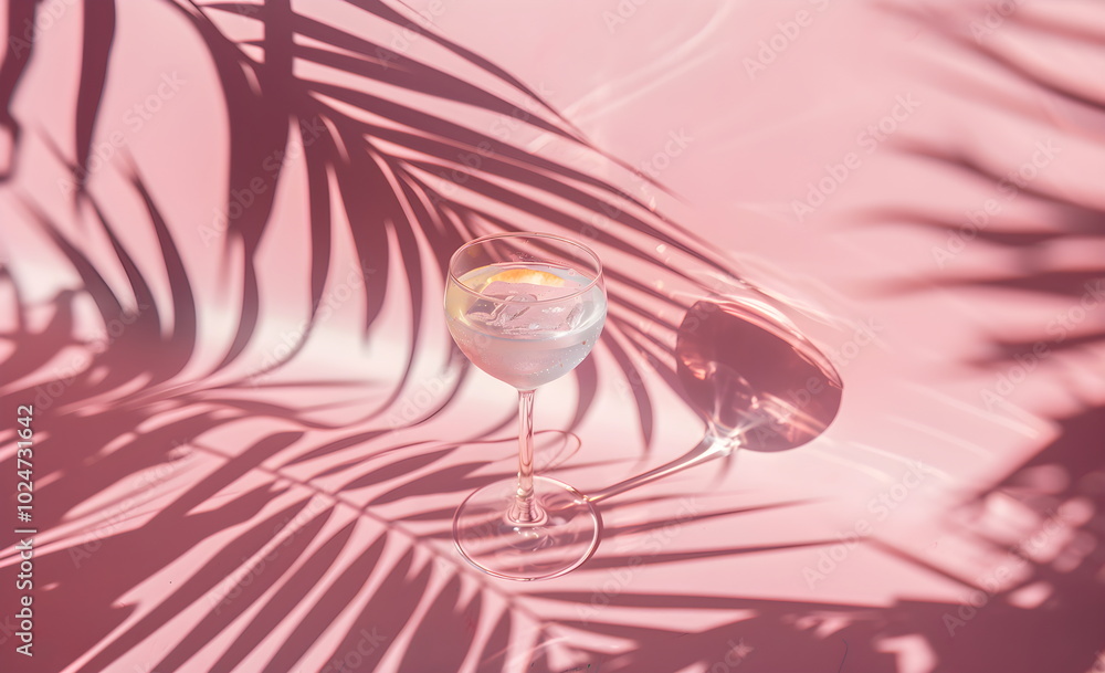 Daiquiri alcoholic summer cocktail on modern pink background with ...