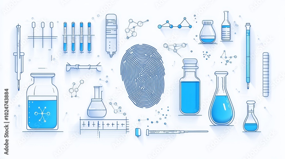 Minimalist style, highlighting forensic science elements, including ...