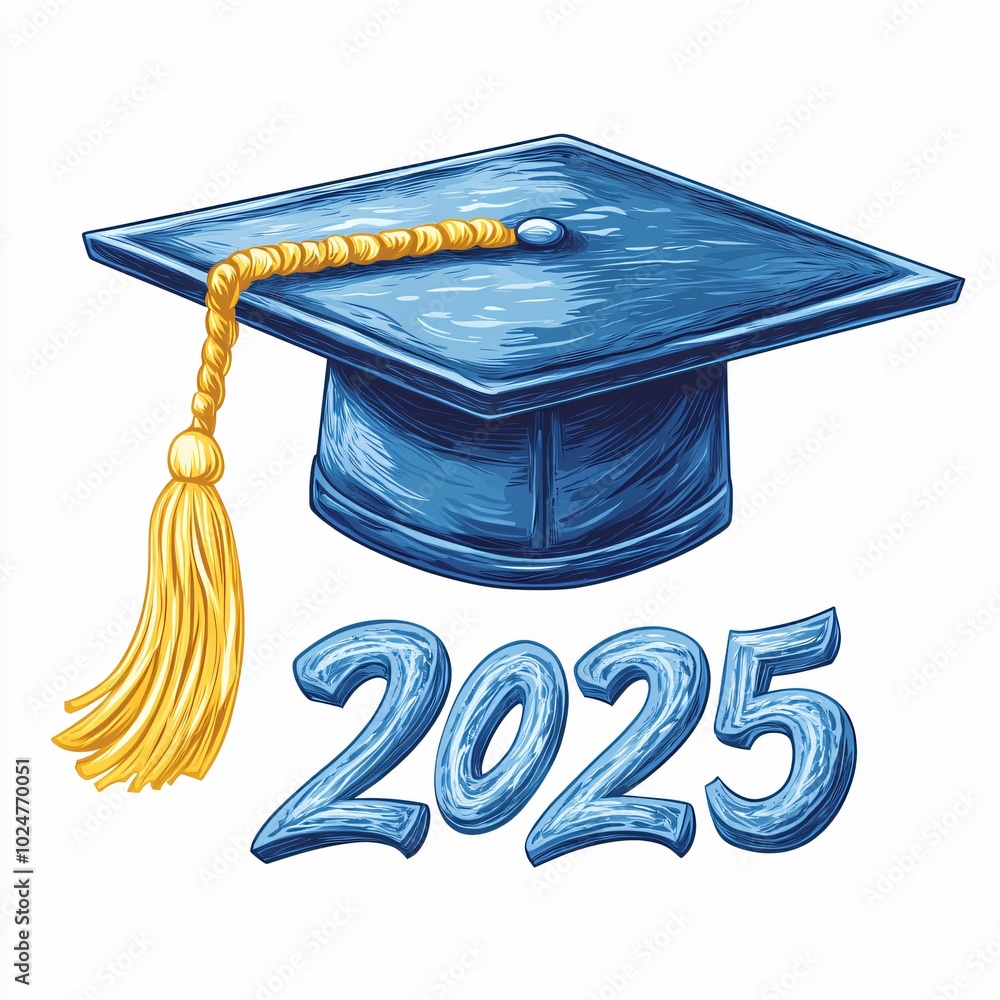 Elegant Class of 2025 Serif Font Graduation Design with Graduation ...