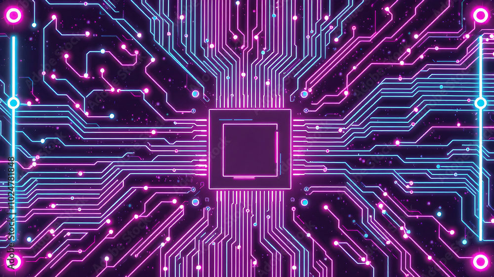 Abstract chip circuit board background. Technology connected blue lines ...