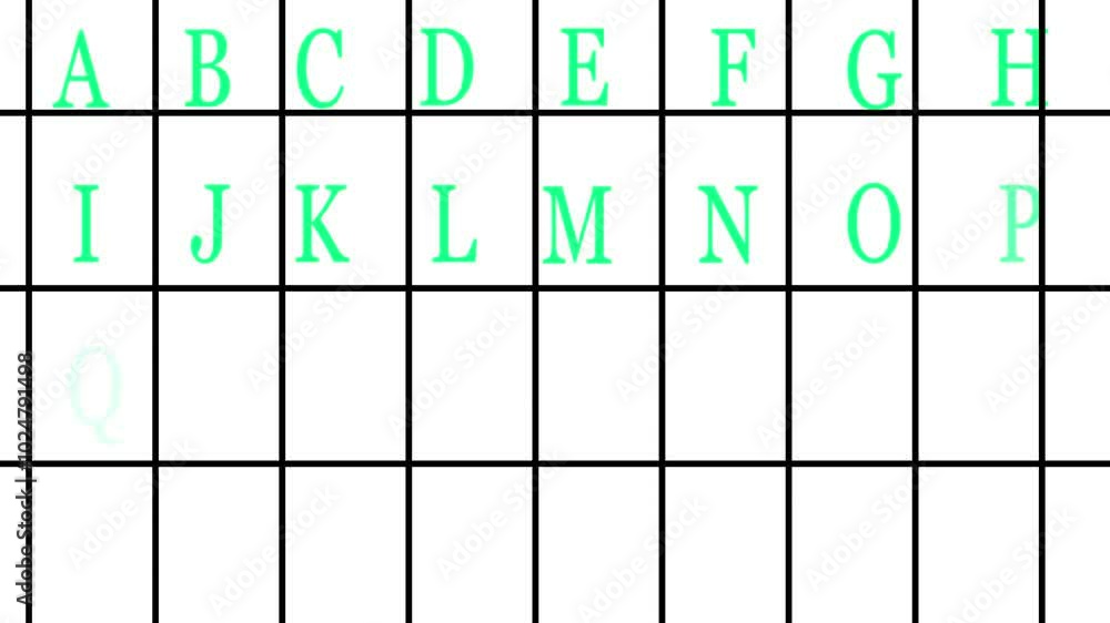 Animated abstraction moving letters green color creating visual ...