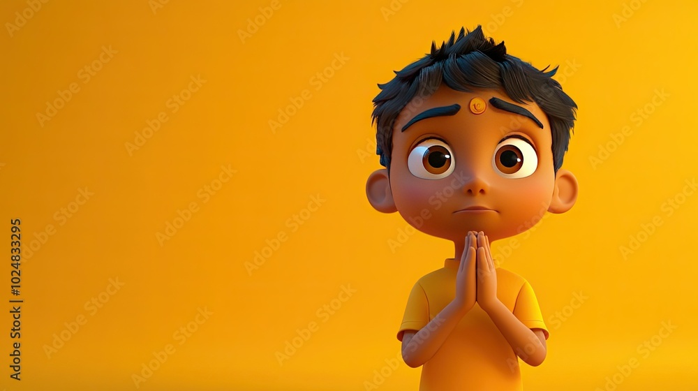 3D Indian cartoon character showing an apologetic expression, hands ...