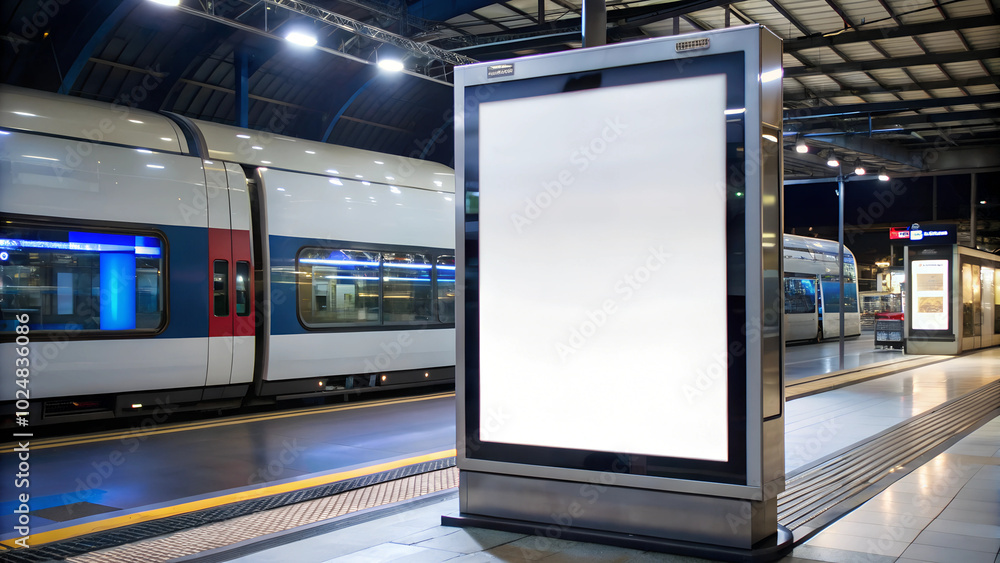 Mockup. Lightbox vertical billboard with blank digital screen on a ...