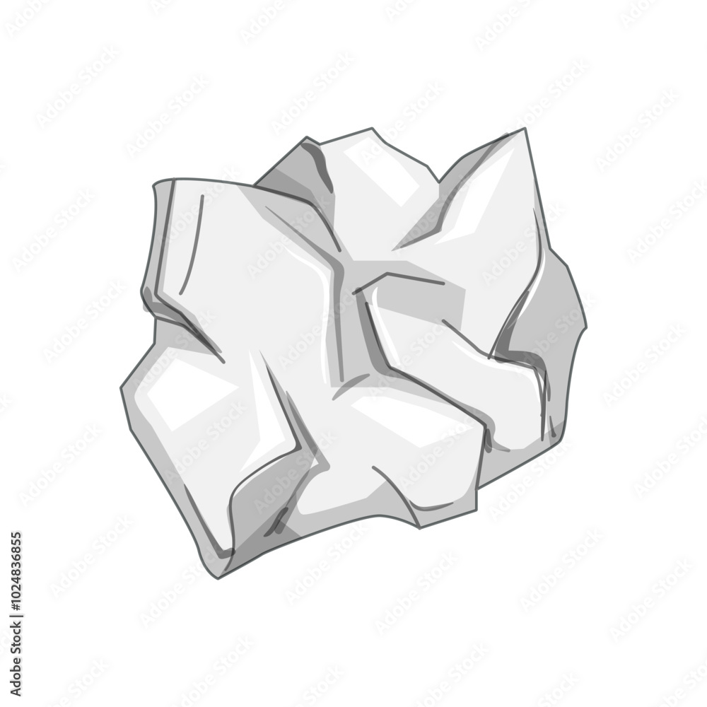 relief crumpled paper balls cartoon. office mess, trash environment ...