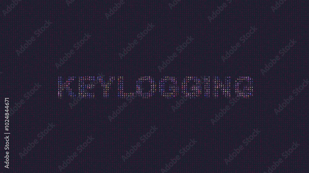 Cybersecurity concept keylogging on foreground screen, ASCII style in a code development editor ...