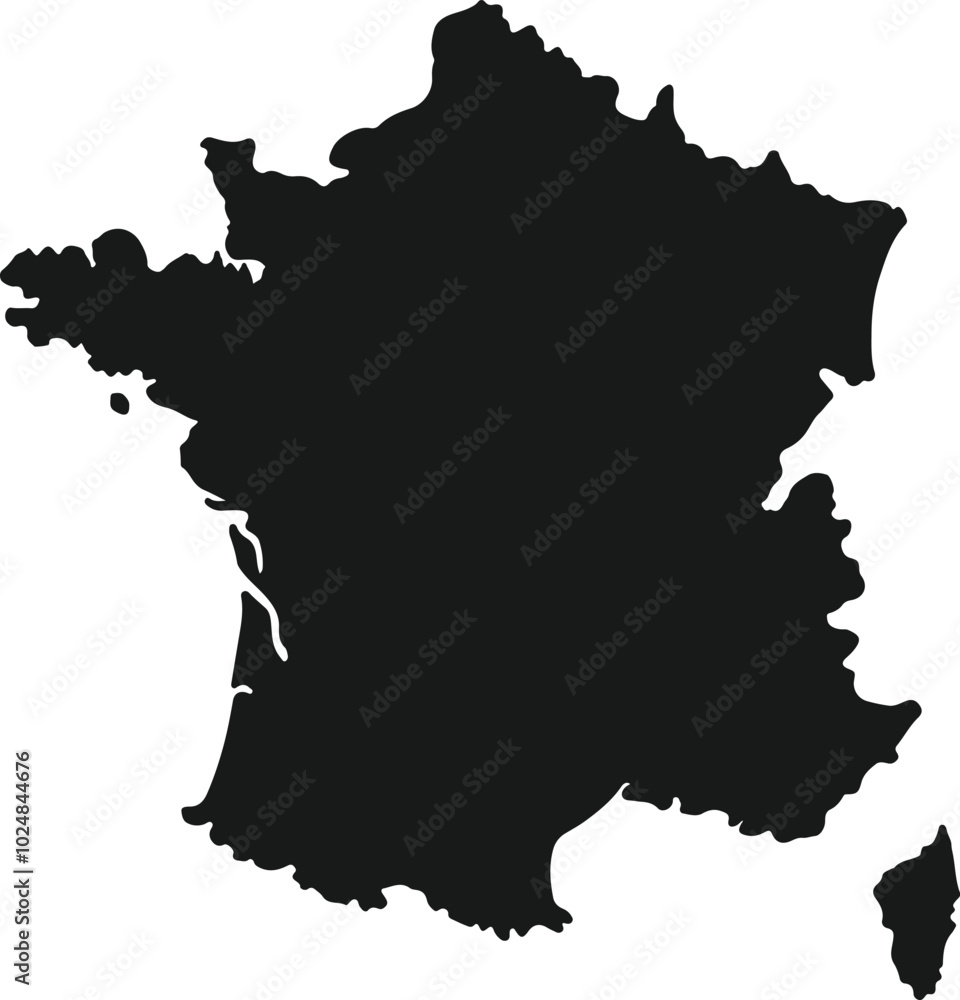 France map silhouette design vector art illustration isolated on ...