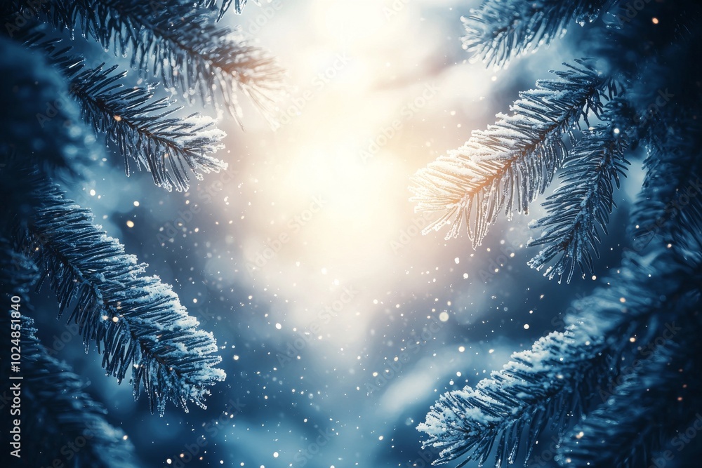 Decorative Pine bough border for invitations, greetings, posters ...