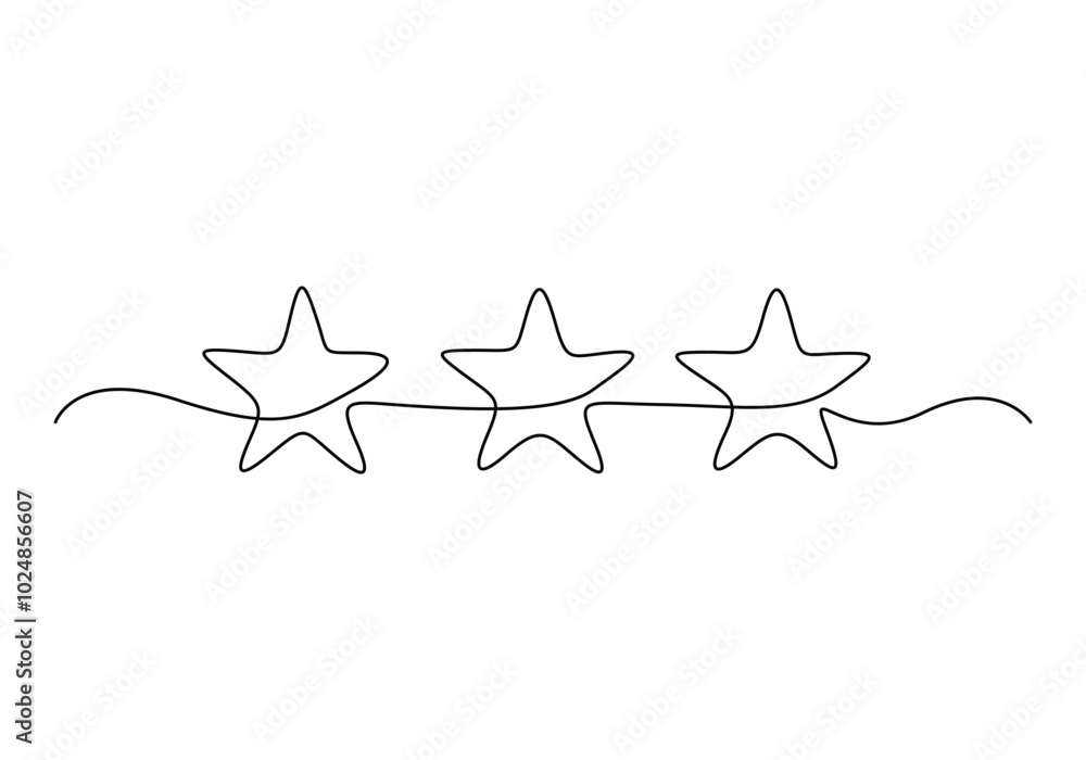 Hand draw doodle stars in one continuous line arts style vector, Star ...