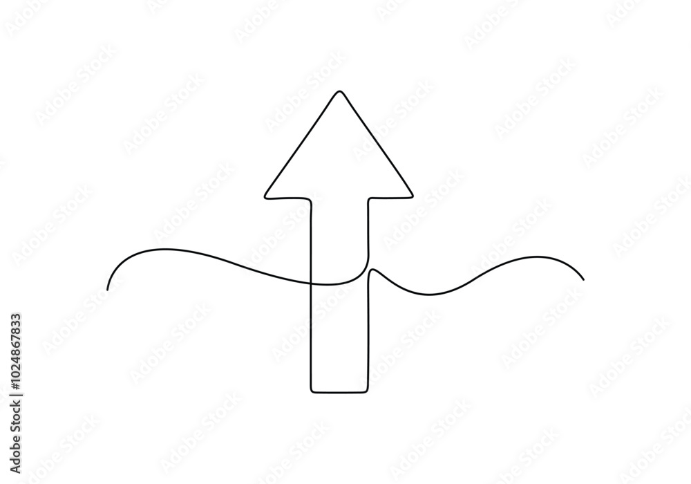 Arrow pointing right, continuous one line drawing vector. Single line ...