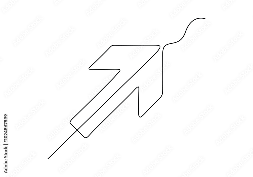 Arrow pointing right, continuous one line drawing vector. Single line ...