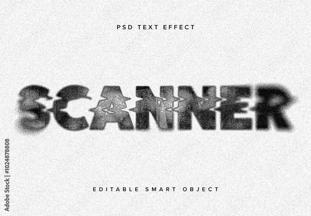 Distorted Scanner Text Effect Mockup Stock Template | Adobe Stock