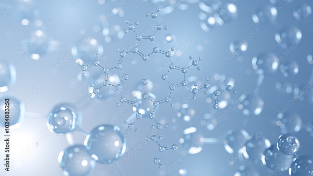 heme b molecular structure 3d, protoheme, structural chemical formula view from a microscope ...