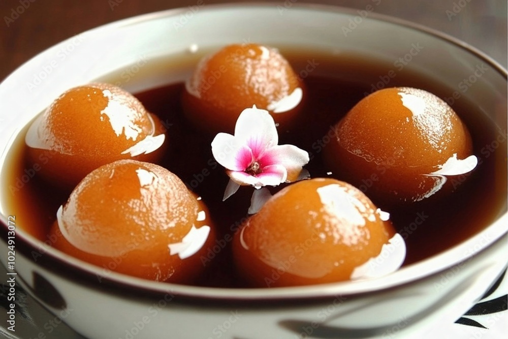 Indian sweet gulab jamun y dough balls deep-fried and soaked in sugar ...