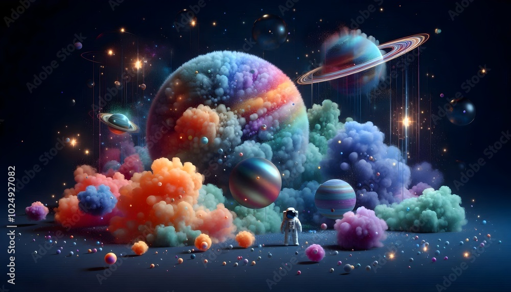 outer space environment where planets, stars, and nebulas are created ...