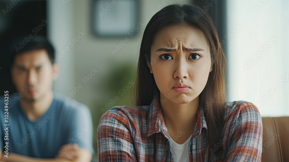 Breakup and depression, young Asian quarreling couple love to fight ...