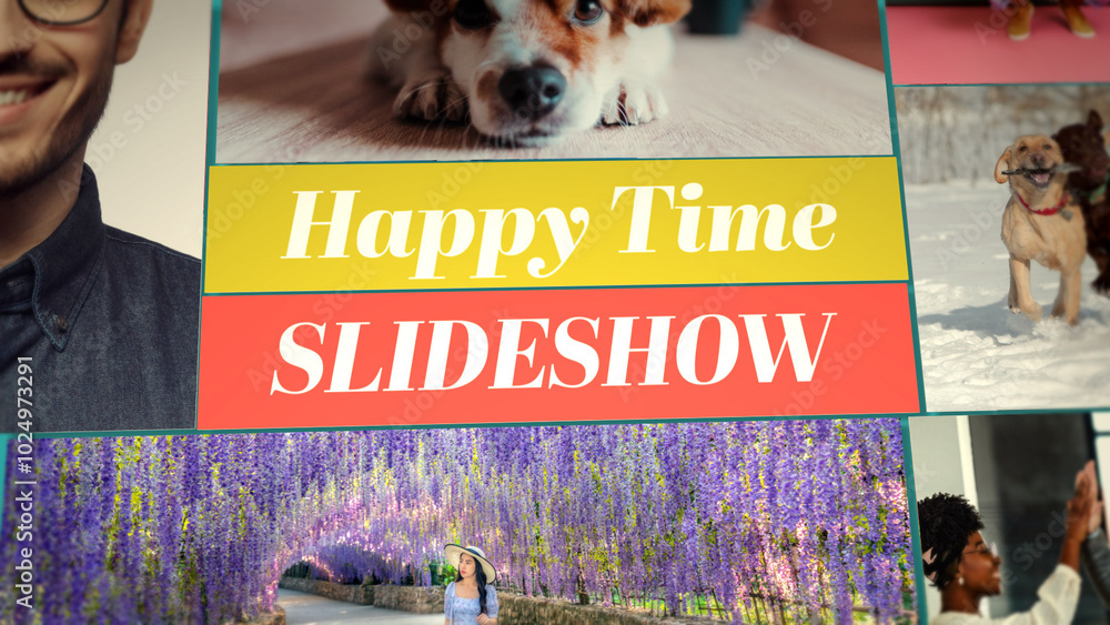 Happy Time Flipping Slideshow Stock Template | Adobe Stock